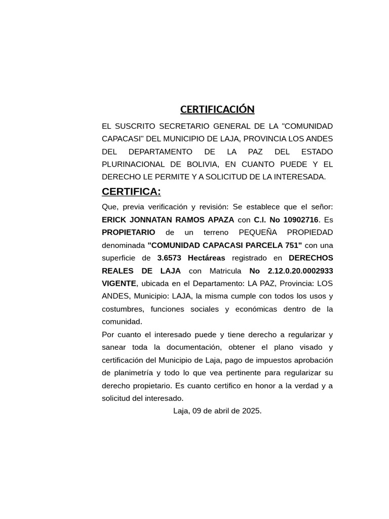 CERTIFICACIÓN LAJA | PDF