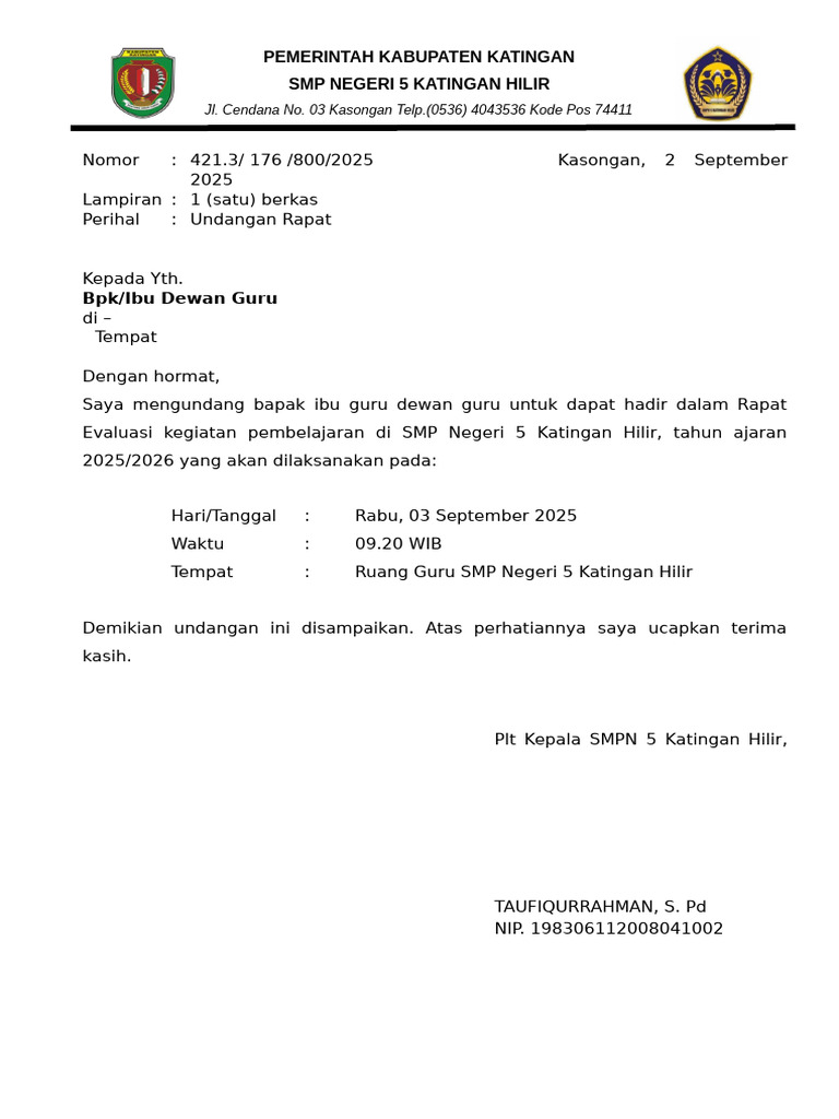 UNDANGAN Rapat | PDF