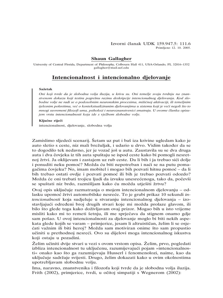 Intentionality and Intentional Action | PDF