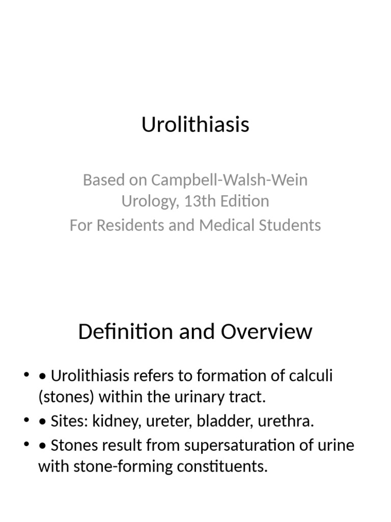 Urolithiasis Campbell Urology 13th Ed | PDF | Urinary System ...