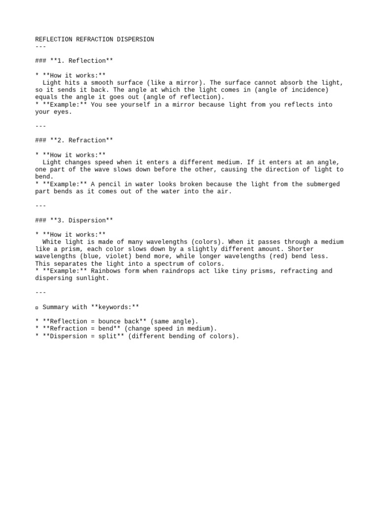 Reflection Refraction Dispersion Pdf
