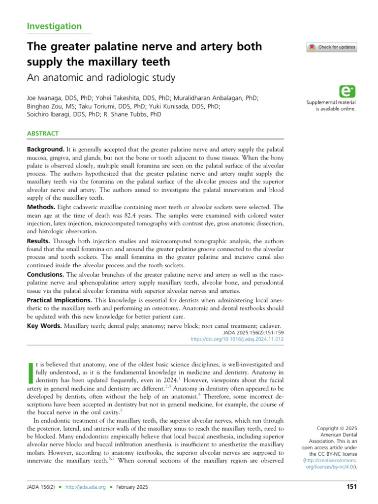 The Greater Palatine Nerve and Artery Both Supply The Maxillary | PDF ...