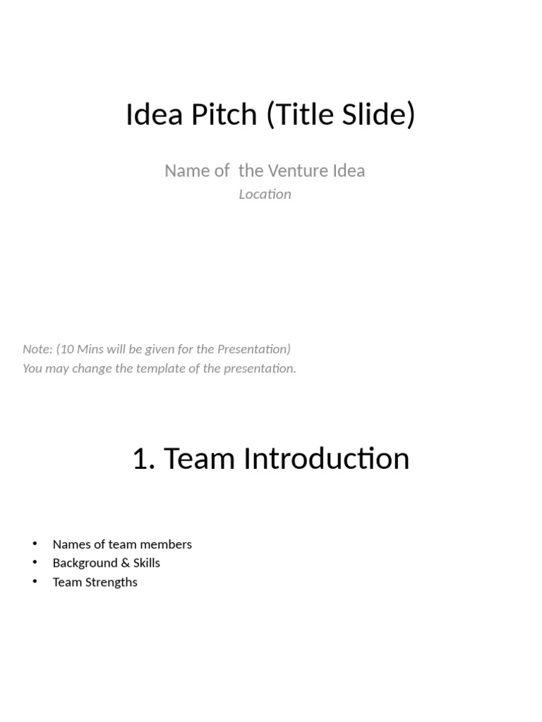 Venture Idea Presentation Outline | PDF