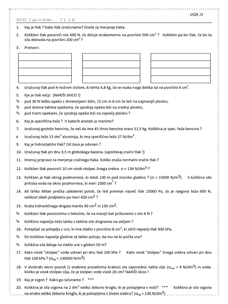 Dl02 Tlak Vaje | PDF