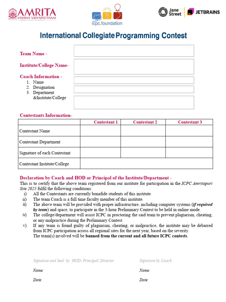 ICPC Delcaration Form | PDF