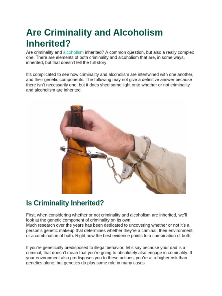 Are Criminality and Alcoholism Inhereted | PDF | Alcoholism | Crimes