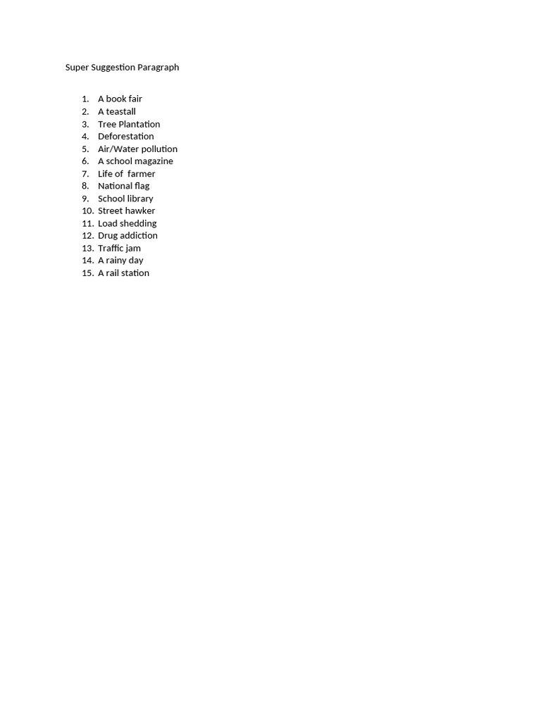 Super Suggestion Paragraph | PDF