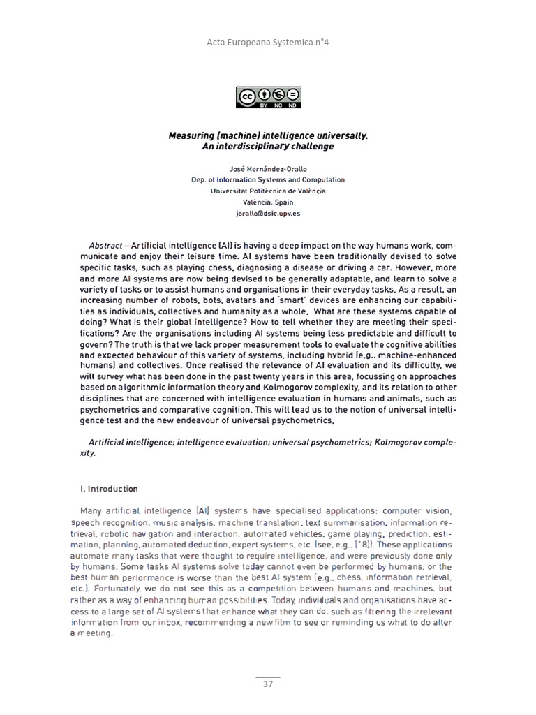 Universal Intelligence Measurement in AI | PDF | Intelligence ...