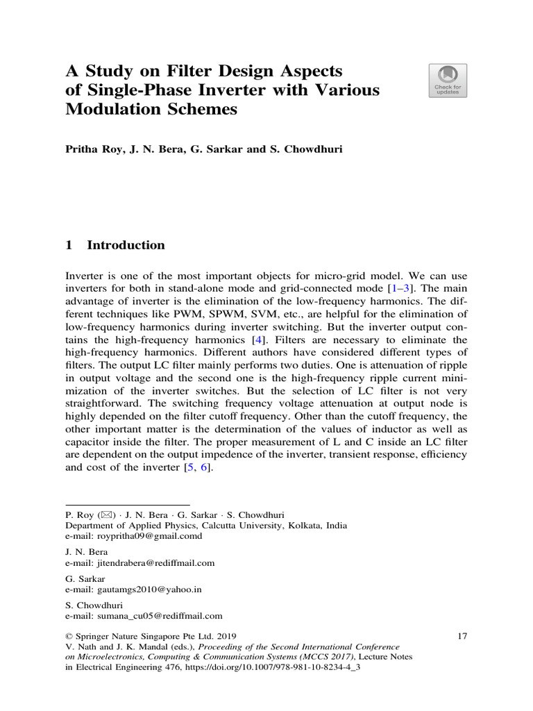 A Study On Filter Design Aspects of Sing | PDF | Power Inverter ...