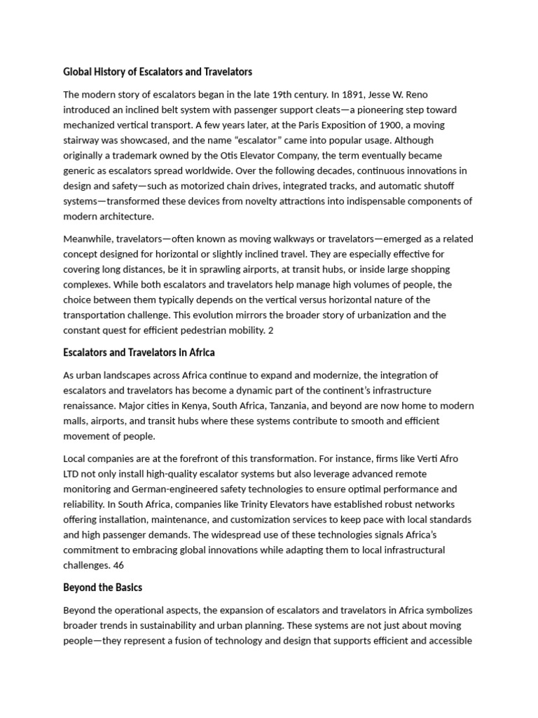 Global History of Escalators and Travelators | PDF | Escalator