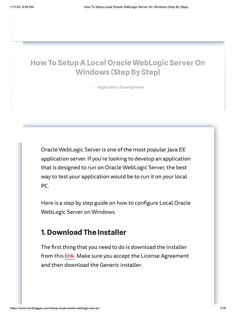 How To Setup Local Oracle WebLogic Server On Windows (Step by Step) | PDF | Microsoft Windows ...