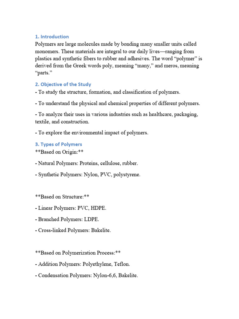 Understanding Polymers: Types and Impact | PDF | Polymers | Plastic