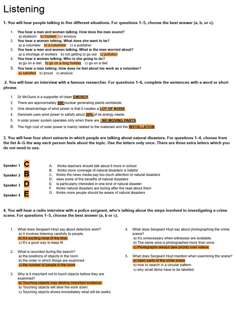 Listening and Reading Comprehension Exercises | PDF | Earthquakes