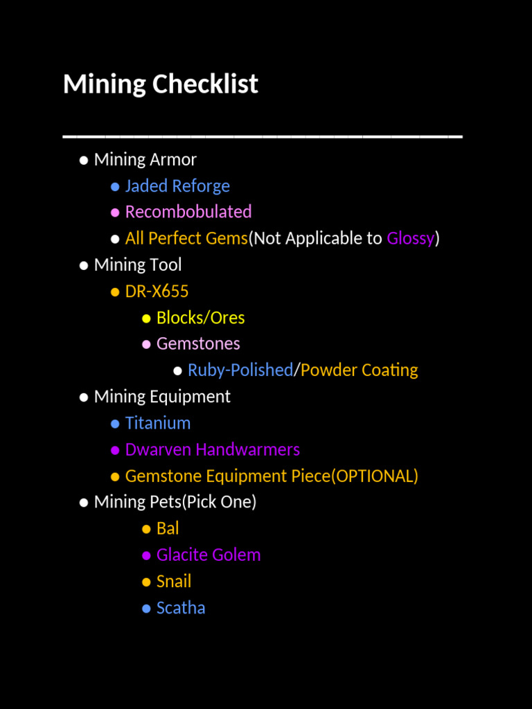 Mining Checklist Pdf
