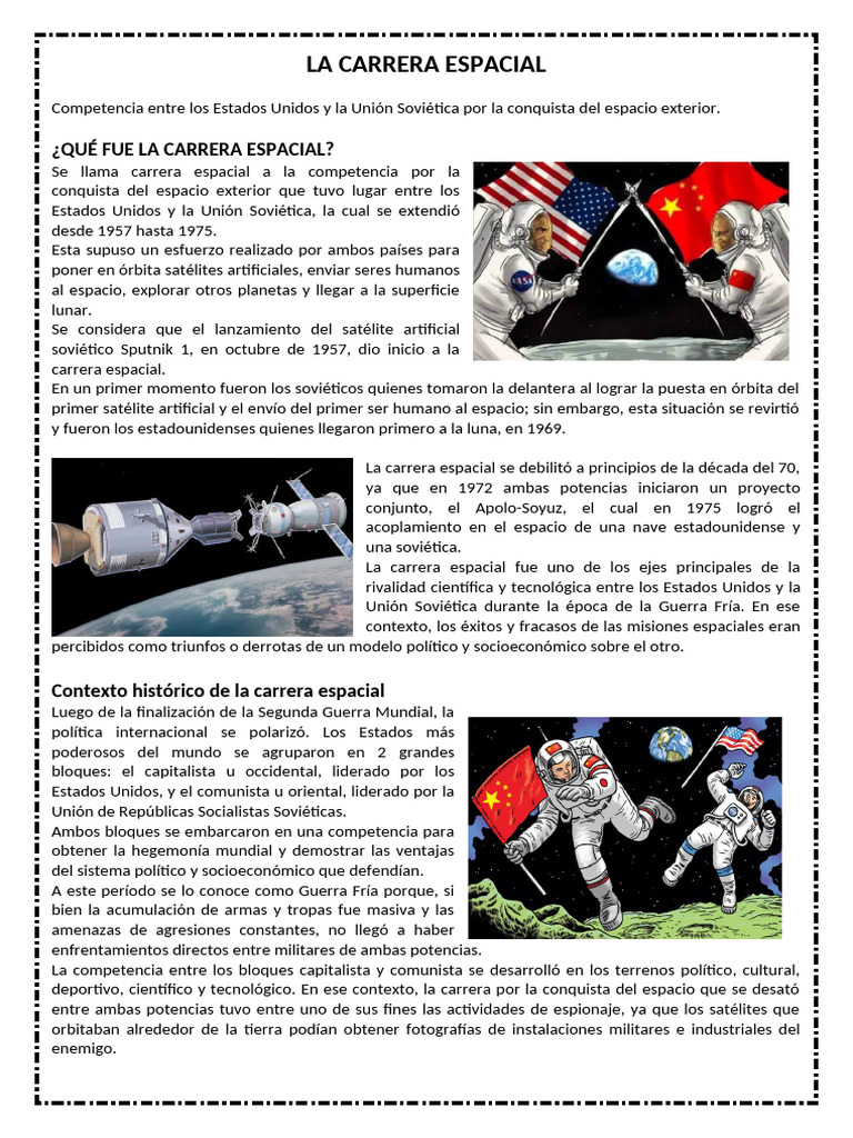La Carrera Espacial | PDF | Carrera en el espacio | Satélite