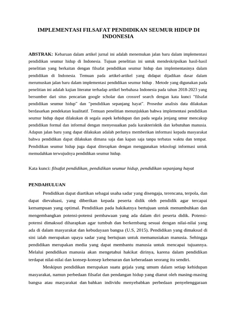 Kel 6 - Artikel Implementasi Filsafat Pendidikan Seumur Hidup Di ...