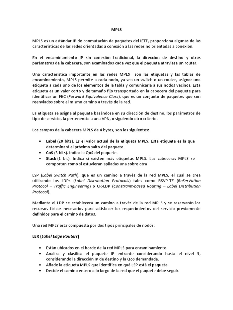 Mpls Pdf Enrutador Computación Protocolos De Internet