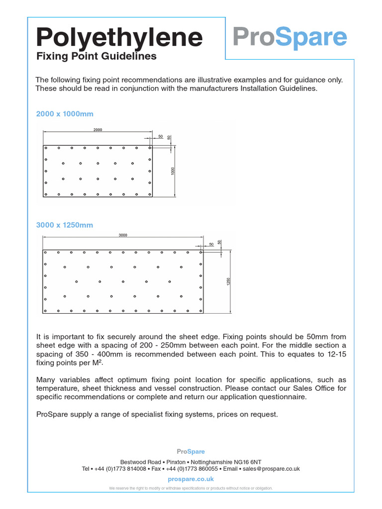 Pro Polyethylene Fixing Point Guidelines | PDF