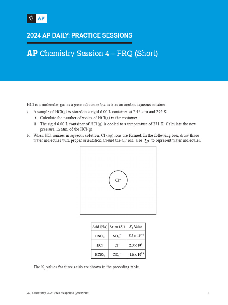 AP Chemistry 2023 FRQ Practice Guide | PDF