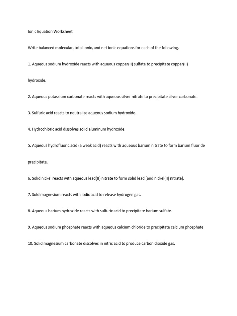 Ionic Equations | PDF