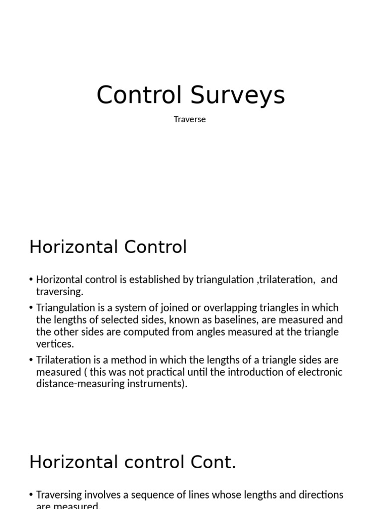 Horizontal Control Survey Techniques | PDF