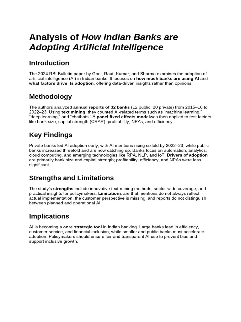 AI in Financial Management (Paper-1) Analysis | PDF
