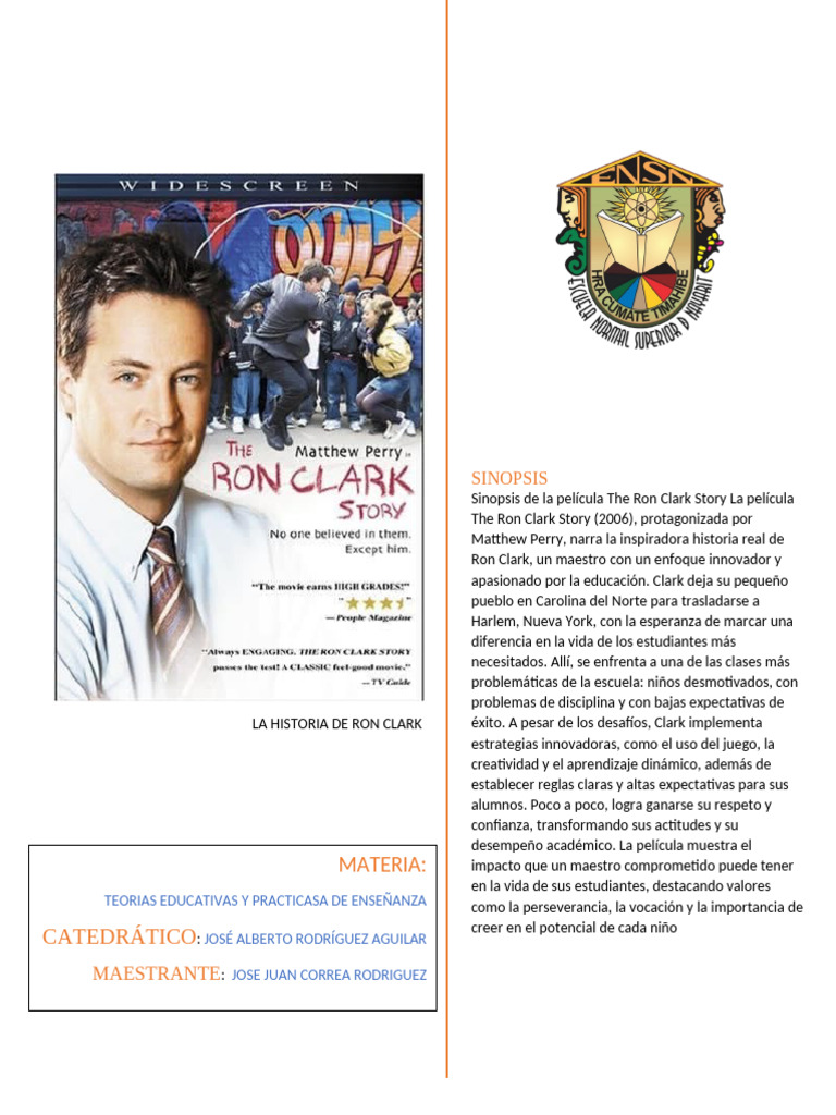 Inspiradora historia de Ron Clark | PDF | Enseñando | Salón de clases