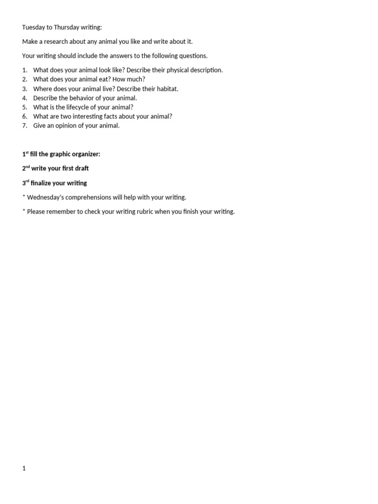 1 Fill The Graphic Organizer: 2 Write Your First Draft 3 Finalize Your ...