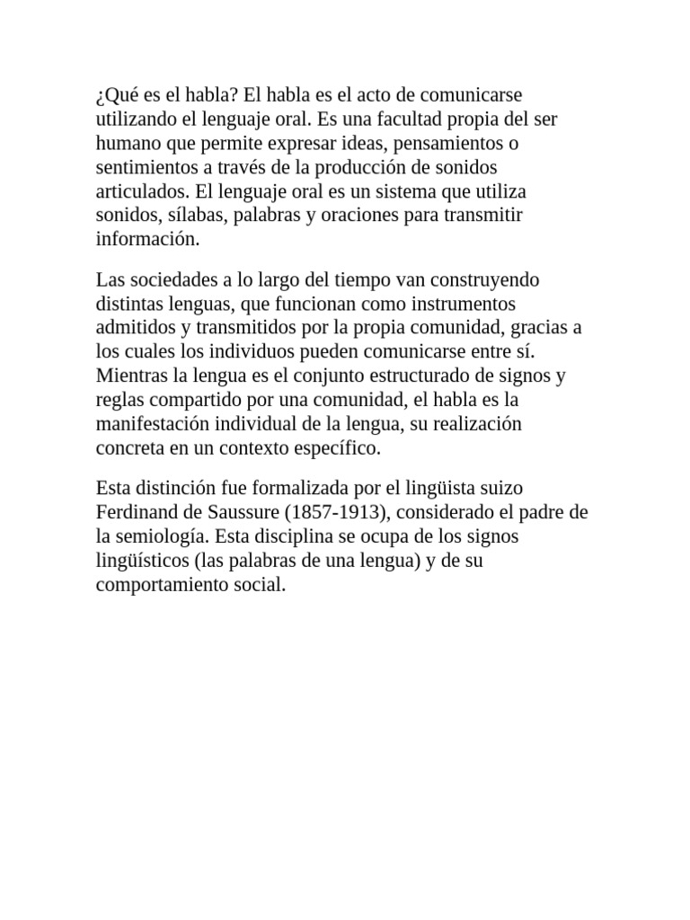 Definición del habla y su función | PDF