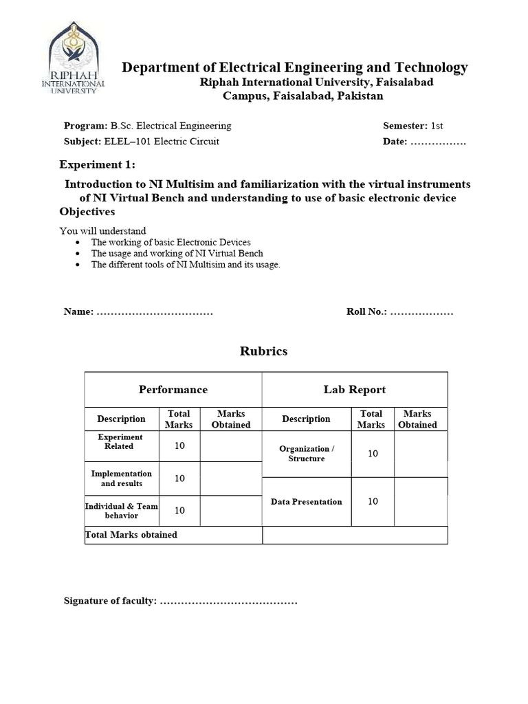 Introduction to NI Multisim for Circuits | PDF | Power Supply | Electronics