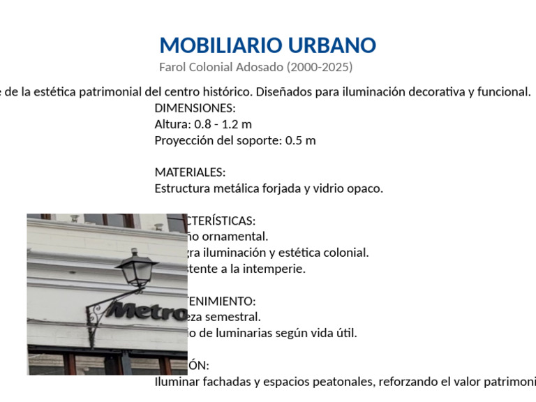 Mobiliario Farol Colonial | PDF