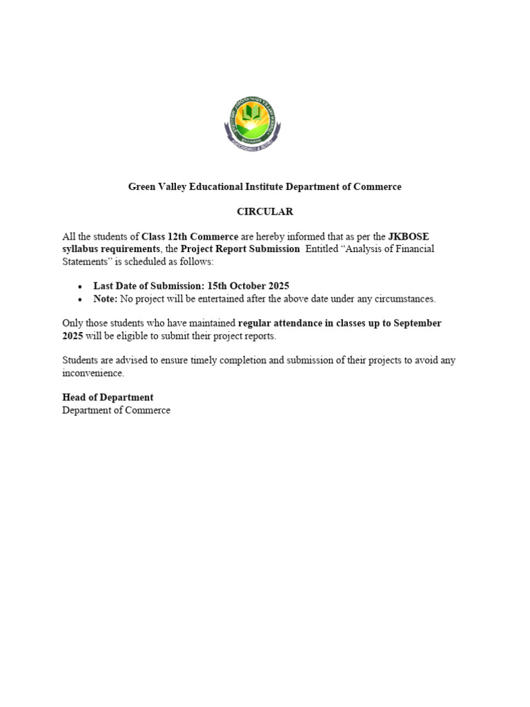 Project Report Circular | PDF
