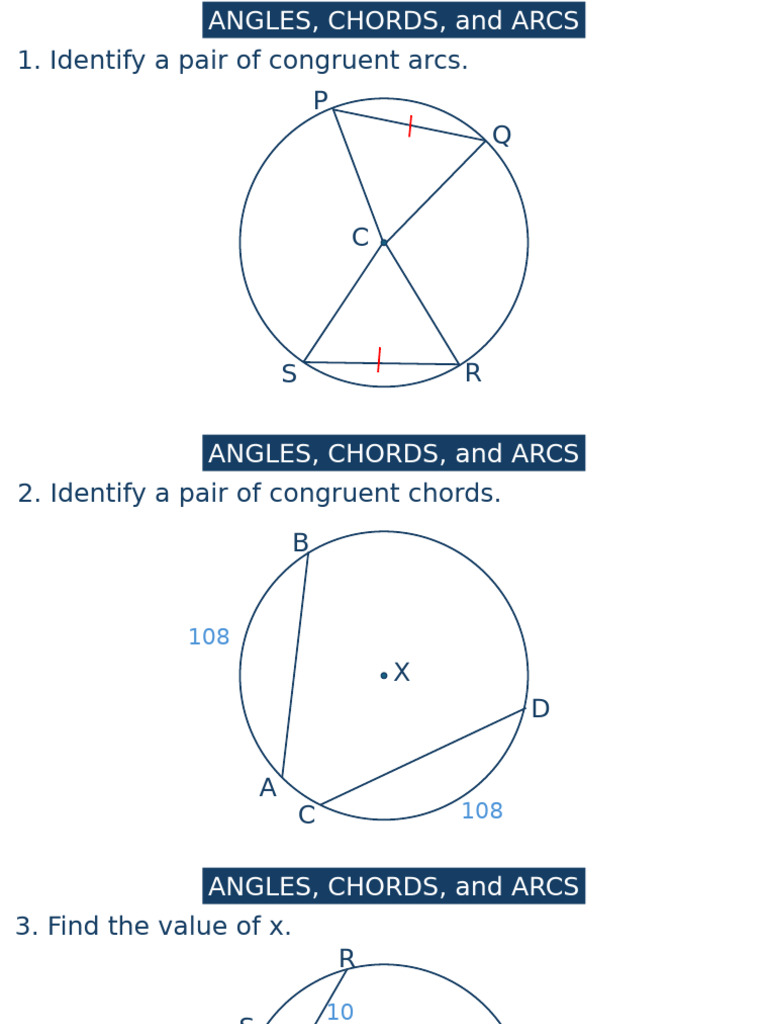Angles, Chords, and Arcs Problems | PDF | Chess Theory | Chess