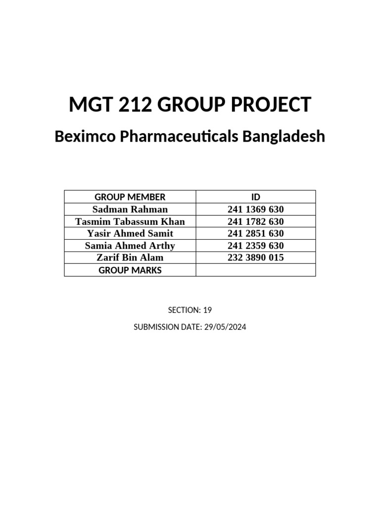 MGT 212 Group Report | PDF | Revenue | Return On Investment