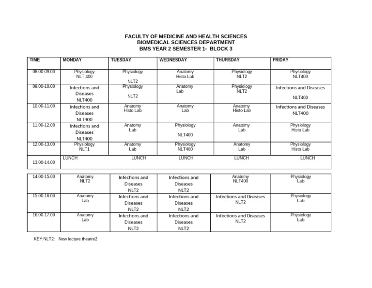 BMS Year 2 Semester 1 Schedule | PDF