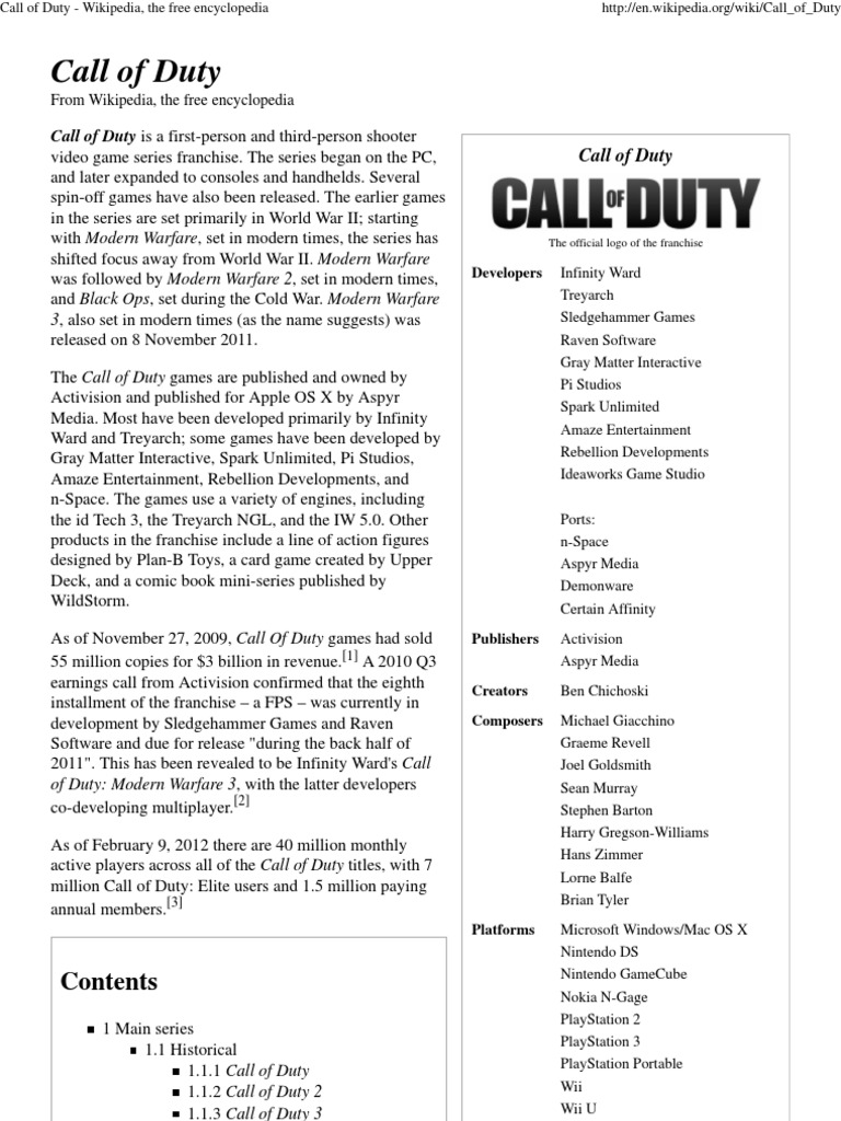 Call of Duty - Wikipedia, The Free Encyclopedia | PDF | Video Games ...