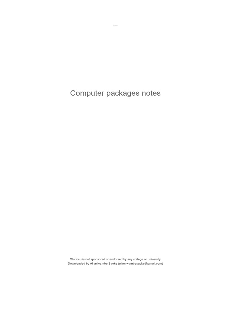 Computer Packages Notes | PDF | Computer Data Storage | Floppy Disk