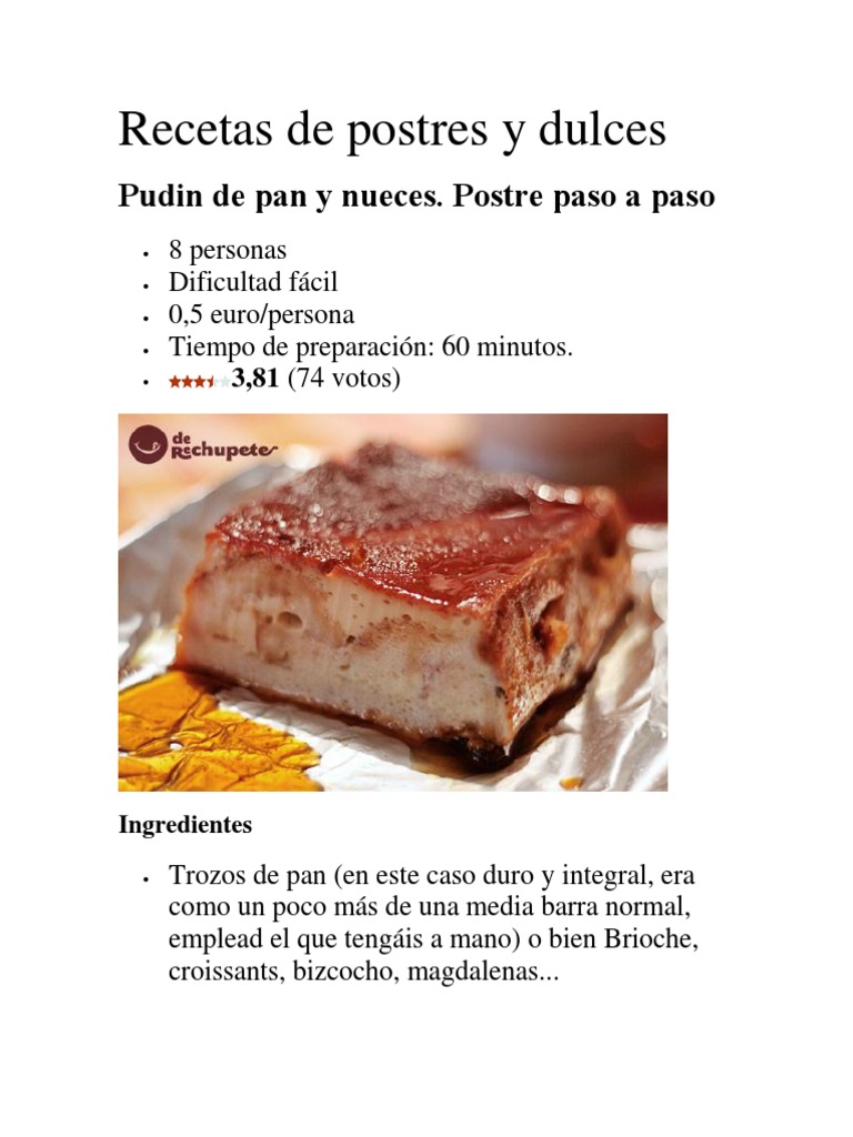 Recetas de Postres y Dulces | PDF | Postres | Chocolate