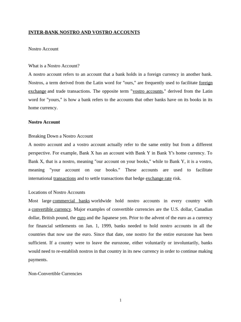 Interbank Nostro and Vostro Accounts | PDF | Banks | Foreign Exchange Market