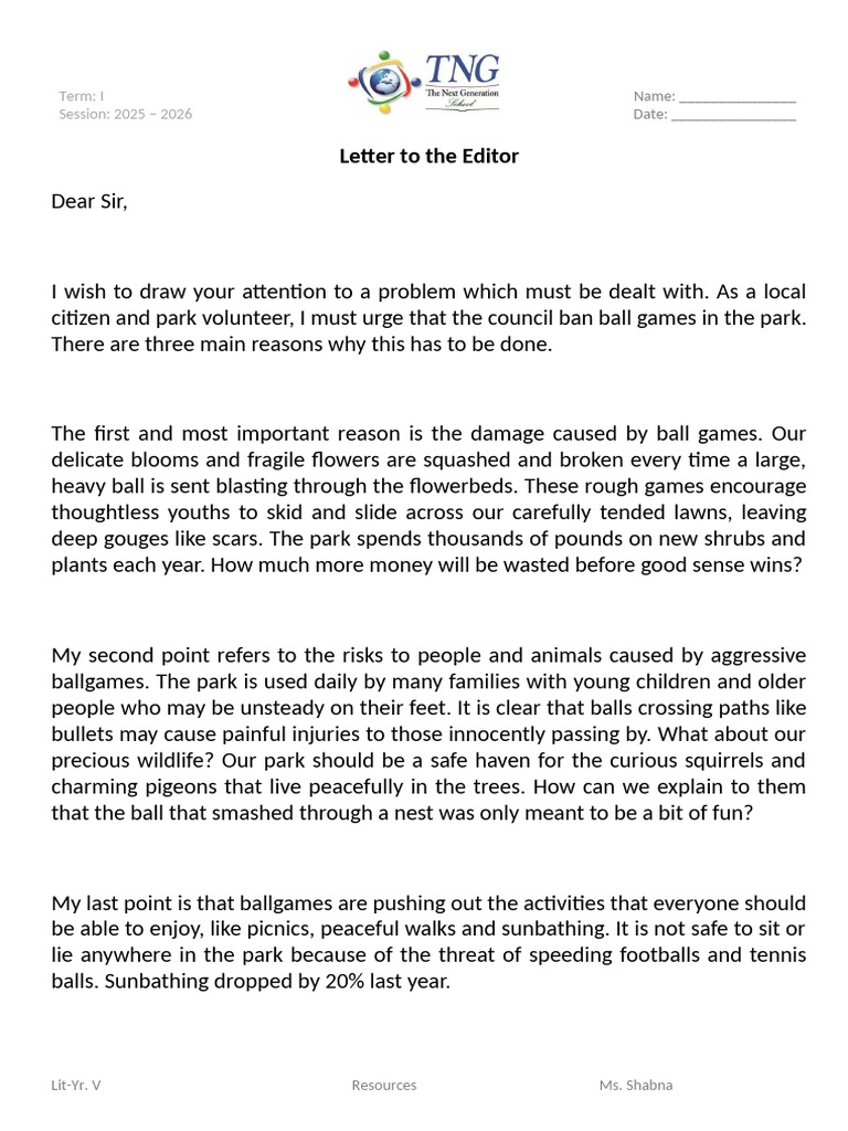 Letter To The Editor | PDF