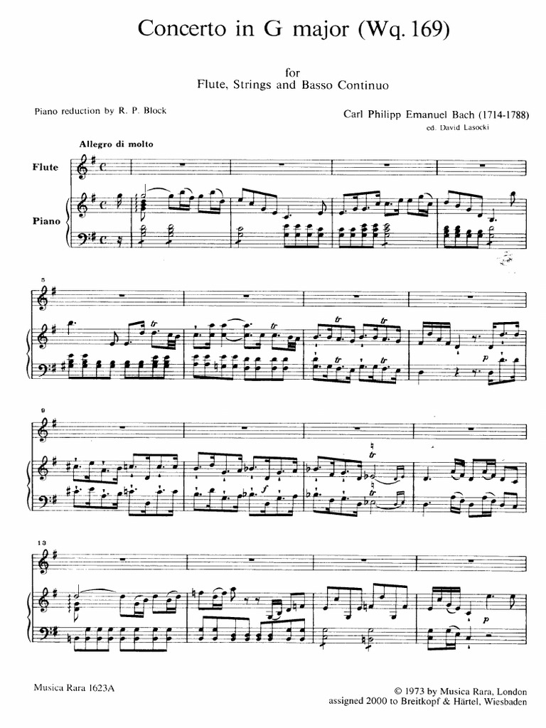 CPE Bach Flute Concerto in G Major H 445.PDF | PDF