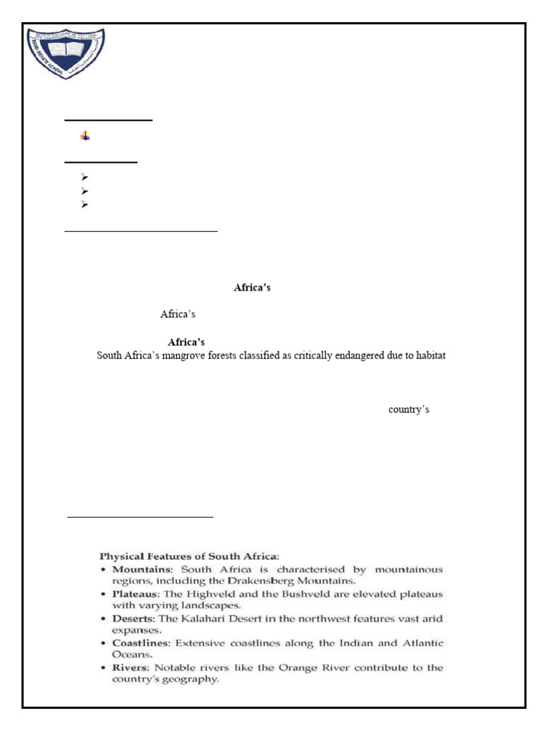 Southafrica Notes | PDF | Desert | Forests