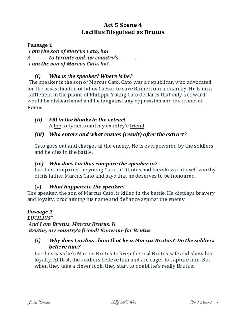 Lucilius' Loyalty in Caesar's Battle | PDF | Mark Antony