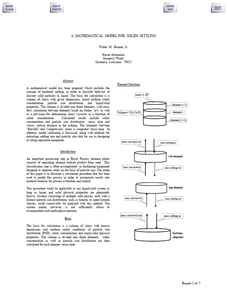 Mathematical Model for Solid Settling | PDF | Particle Size ...