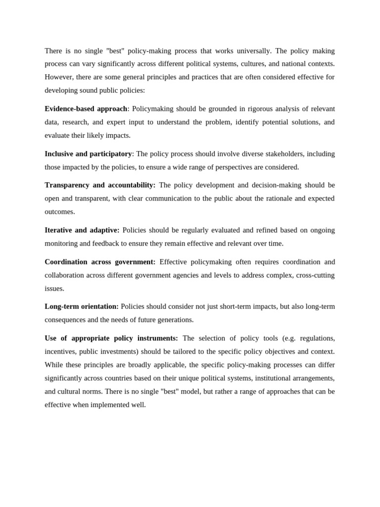 Effective Policy-Making Principles | PDF