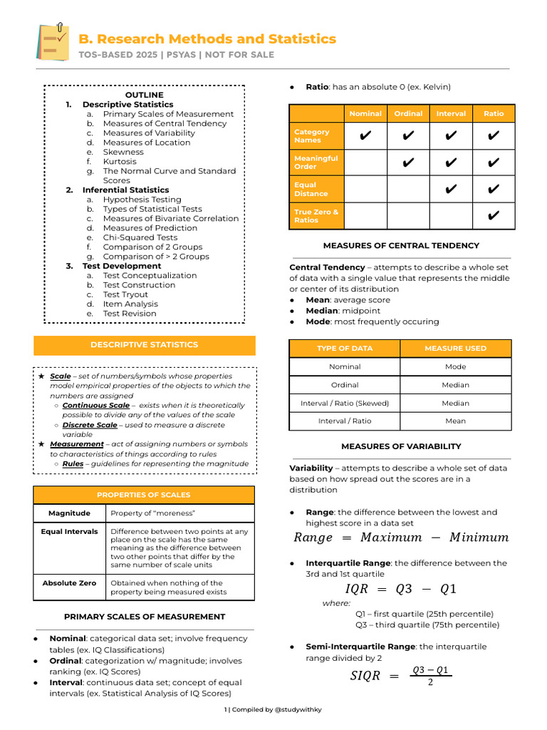 Research Methods in Statistics Overview | PDF | Level Of Measurement ...