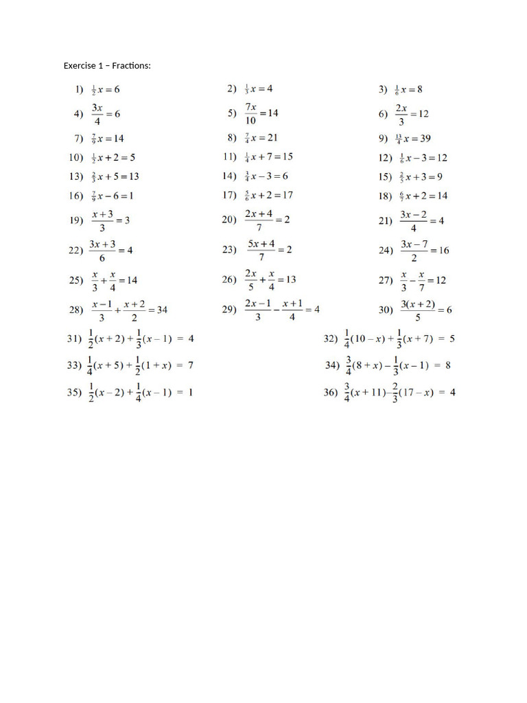 5a - Solving Equations With Fractions and Brackets Ans | PDF