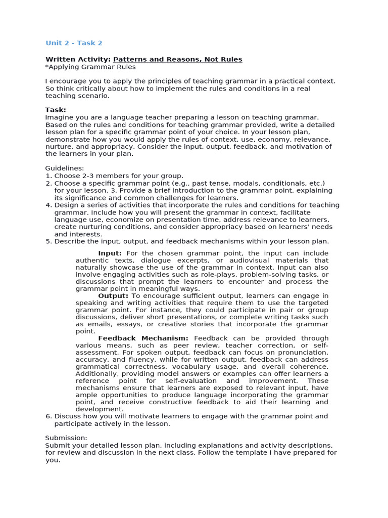 Grammar Lesson Plan Development Guide | PDF | Lesson Plan | Learning