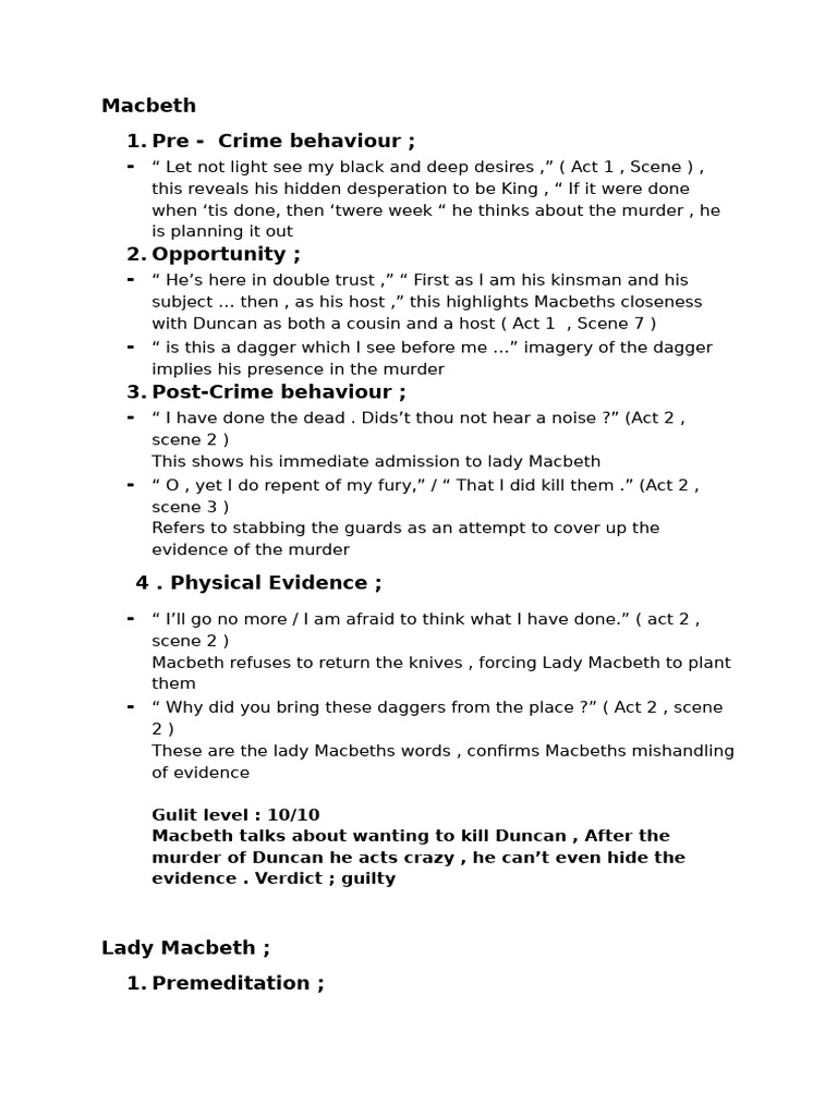 Macbeth: Guilt and Murder Analysis | PDF | Macbeth