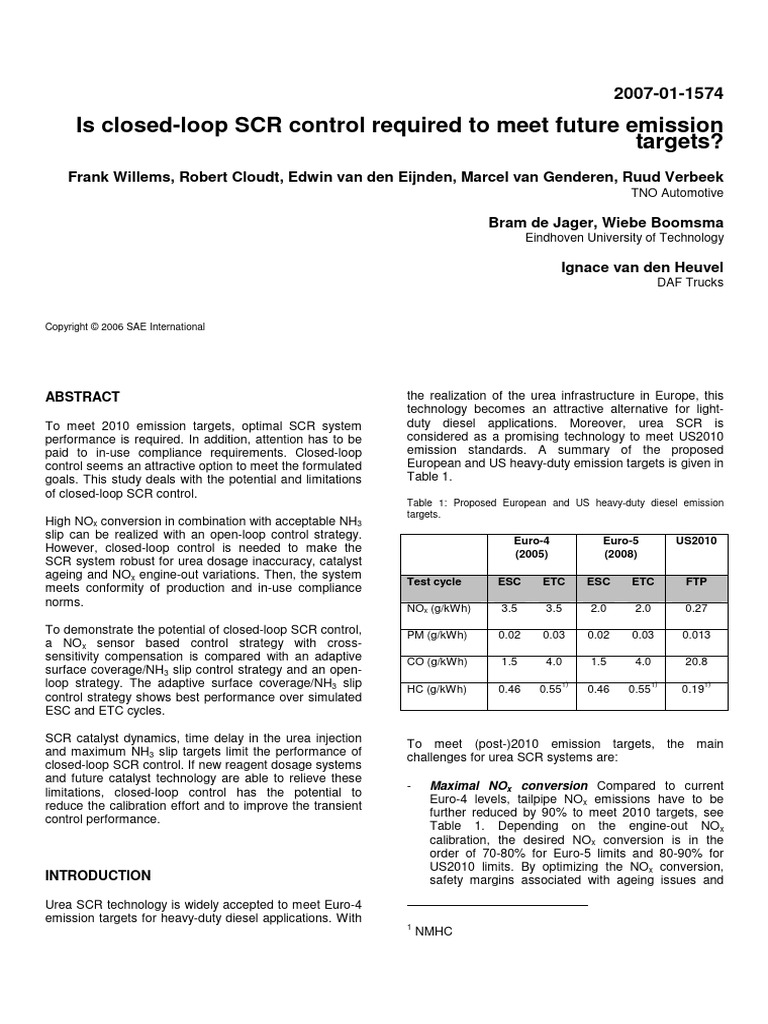 Closed-Loop SCR Control for Emissions | PDF | N Ox | Ammonia